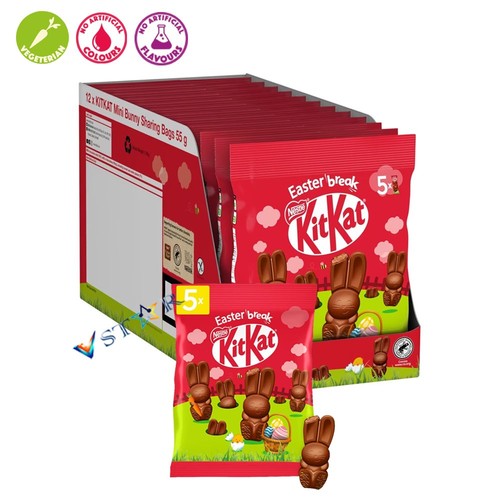 Kit Kat Bunny Milk Chocolate With a Crispy Wafer Easter Sharing Bag 55g ...