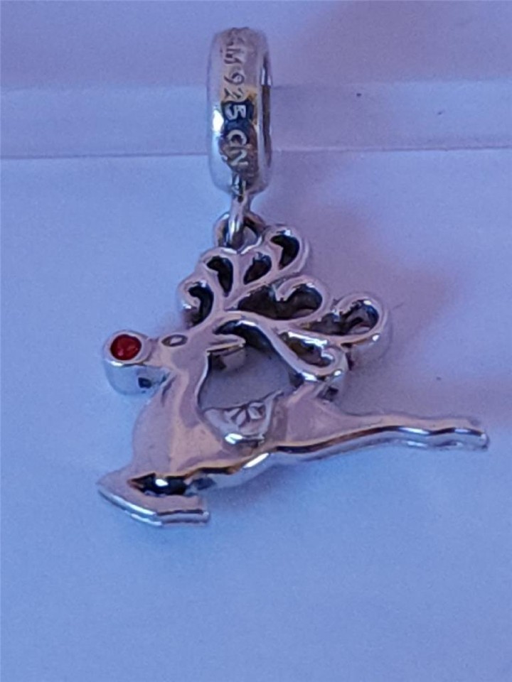 Chamilia Leaping Rudolf Reindeer Dangle Swarovski & Sterling Bead 2025 ...