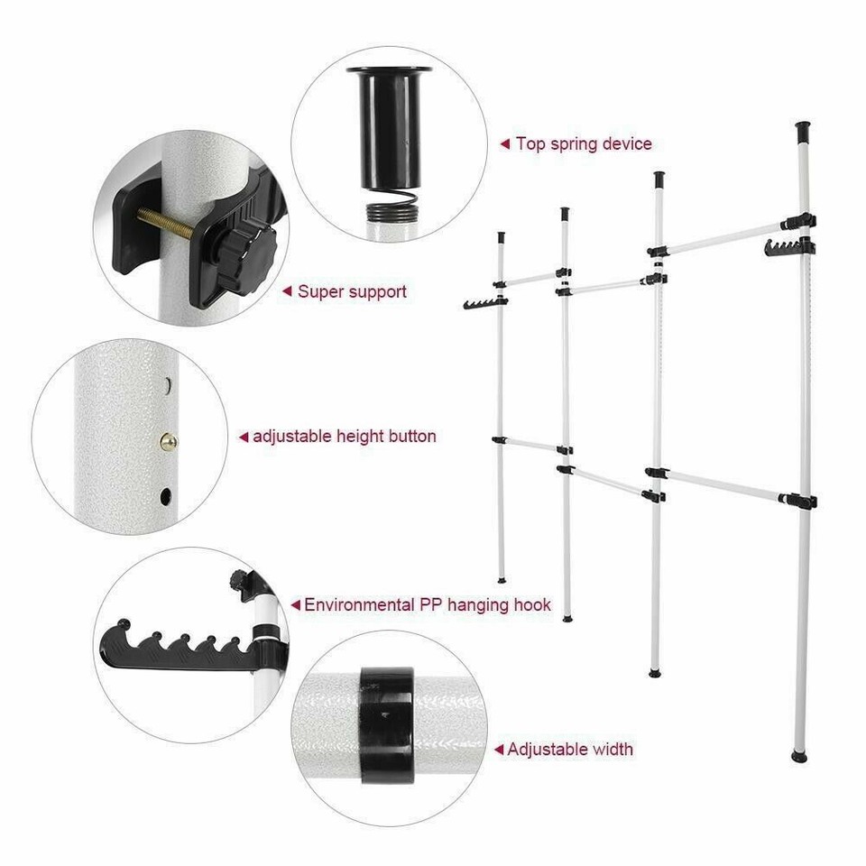3x4 Heavy Duty Adjustable Garment Rack Clothing Pole Closet Rod ...