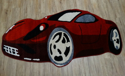 Kinderteppich Rennwagen rot Spielteppich Teppich Kinder Auto Rennauto ...