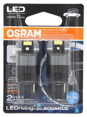 OSRAM W21W LED 9705CW 6000k White 12V2.5W T20 W3x16d 7505 turn back car ...