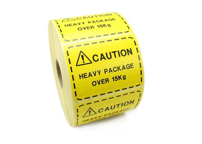 Caution Heavy Package over 15kg. Bright Yellow Shipping Labels ...