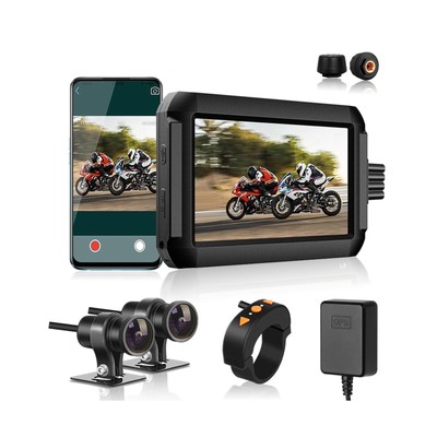 VSYSTO F9D 2 Channel Motorcycle Backup Camera Dash Cam 4.0'' LCD Video ...
