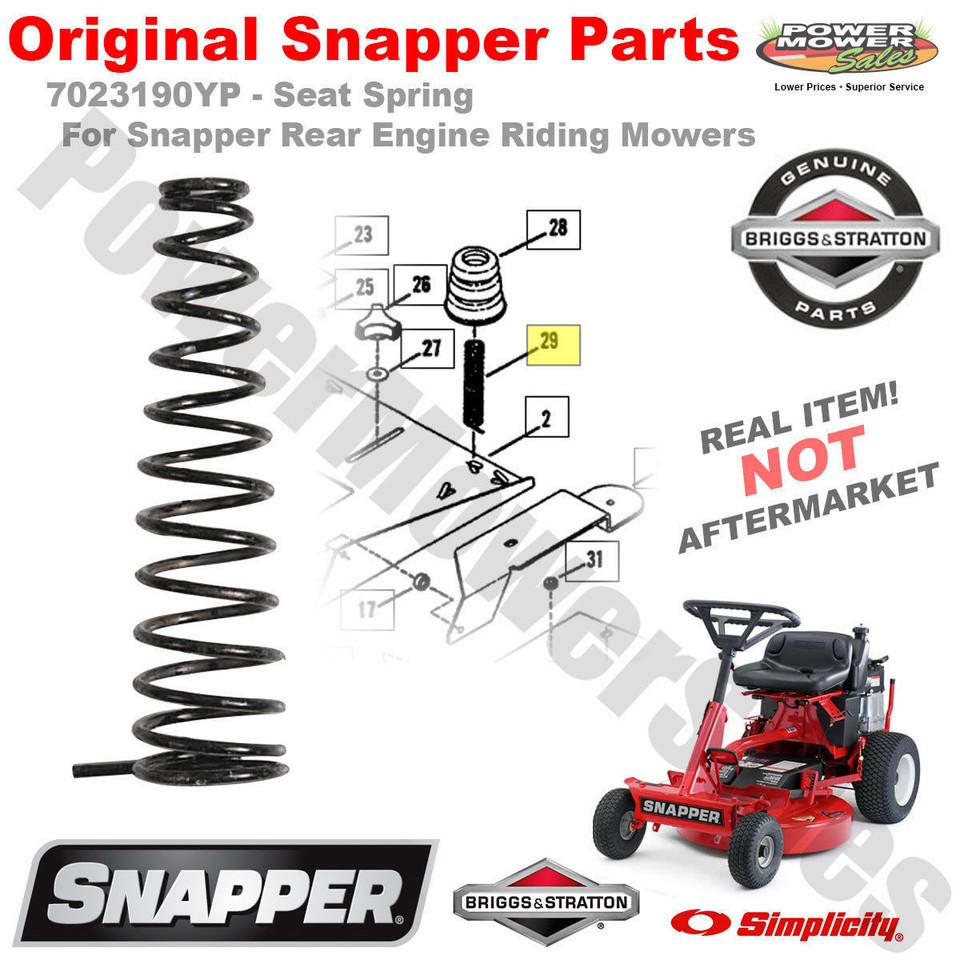 OEM Snapper Seat Spring for Rear Engine Riding Mowers 7023190YP | eBay