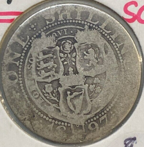 GREAT BRITAIN UK ENGLAND 1897 SHILLING VERY SCARCE KEY DATE LOW MINTAGE ...