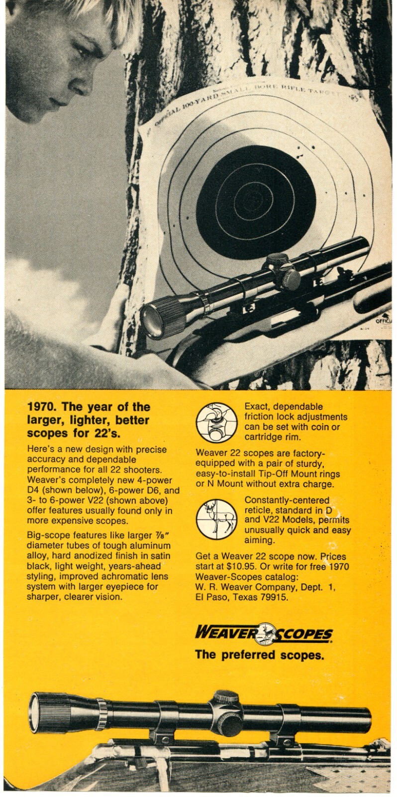 1970 Print Ad of Weaver D4 & V22 Rifle Scopes | eBay
