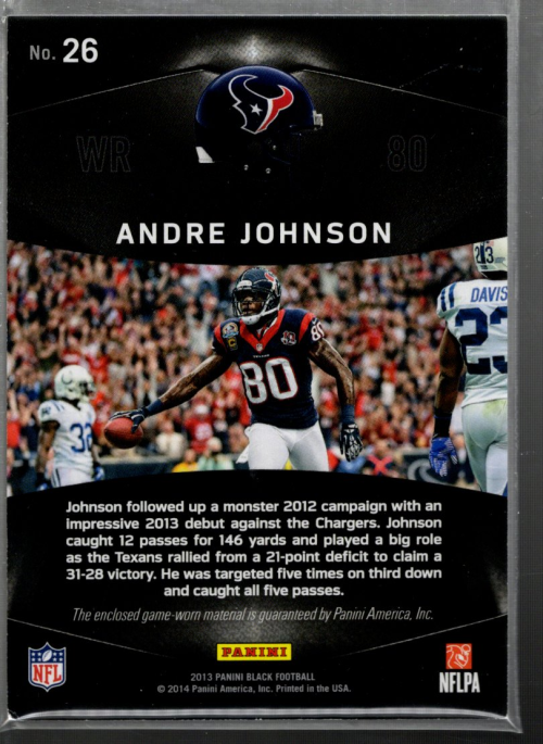 B4462- 2013 Panini Black Onyx Materials #26 Andre Johnson Jersey /99 - NM-MT | eBay