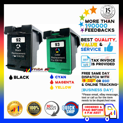 2x NoN-OEM Ink HP92 HP93 for HP Photosmart 7830 C3100 C3140 C3180 PSC ...