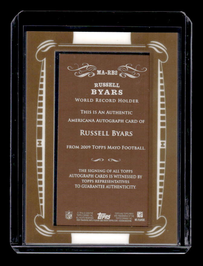 2009 Topps Mayo Autographs #MARB Russell Byars World Record Holder Auto ...