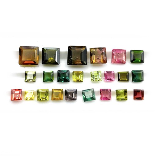 Natural Multi Tourmaline Mix Square Cut Loose Gemstone Lot 51 Pcs 2-5 ...