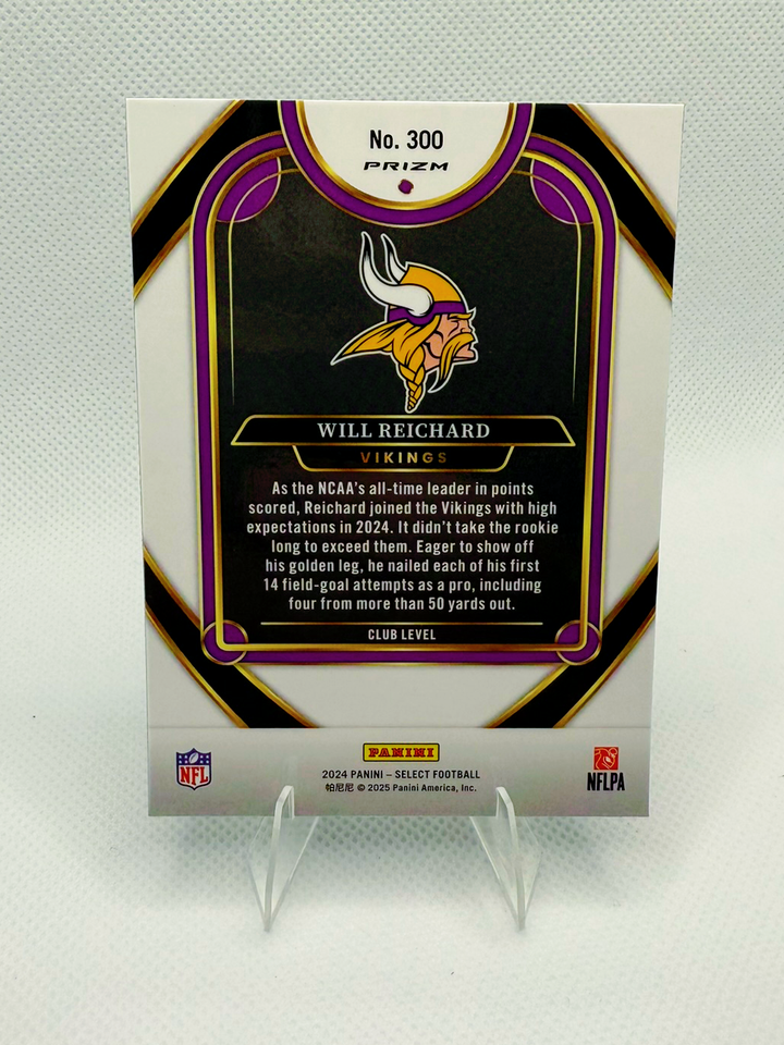 2024 Panini Select – Will Reichard – Rookie Card – #300 Club Level ...