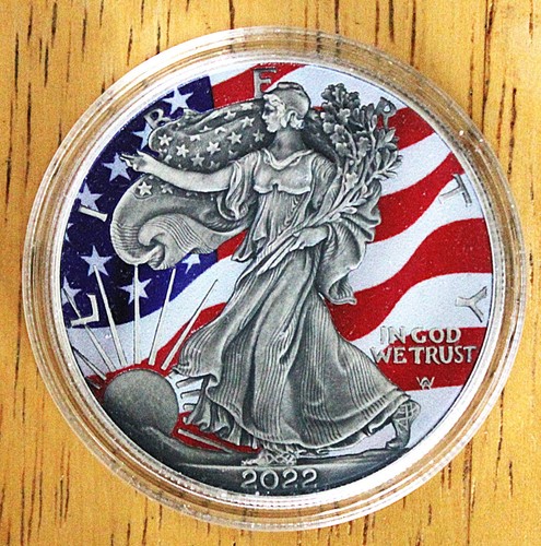 2022 AMERICAN ANTIQUED/COLORIZED 1oz SILVER EAGLE USA AND CONFEDERATE FLAG COA | eBay