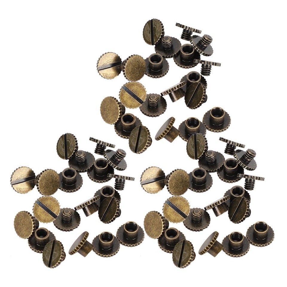 30 Set Book Rivets Slotted Head Brass Binding Screws Leather Craft ...