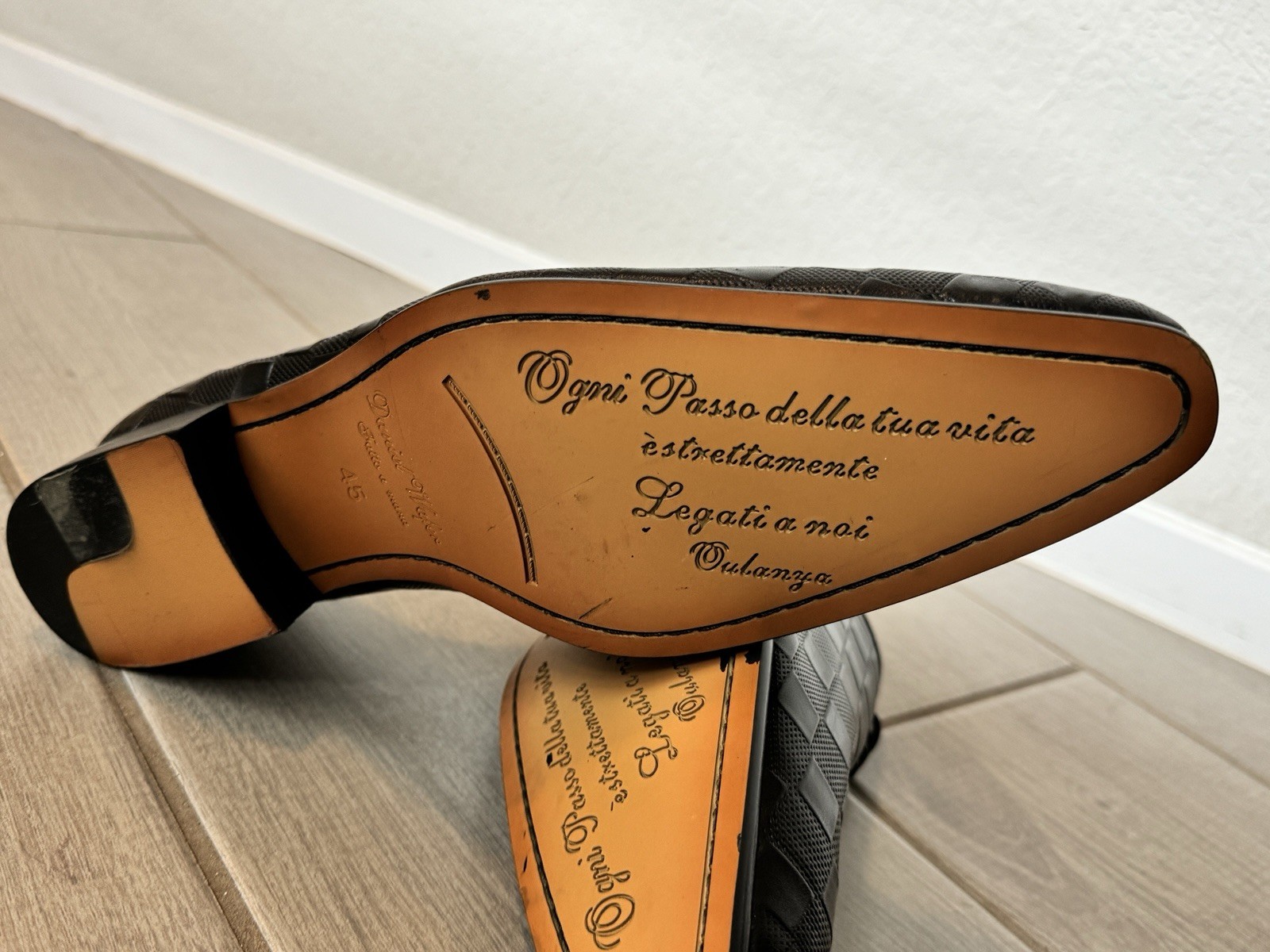 Daniel Wafer Black Checkered Leather Lace-Up Oxford Dress Shoes (12/45 ...