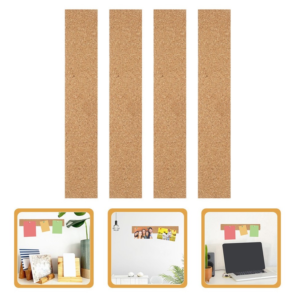 4 Pcs Cork Memo Board Strip Adhesive Bulletin Bars Strips for Wall ...
