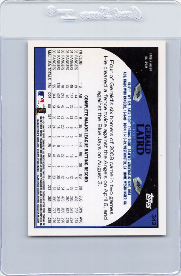 2009 Topps #342 Gerald Laird Tigers Signed Auto *H8244 | eBay
