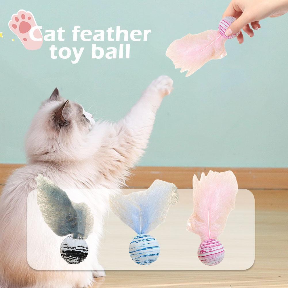 1/3PCS/Set Cat toy Ball Feather Funny Cat Toy Feather Balls Foam ...