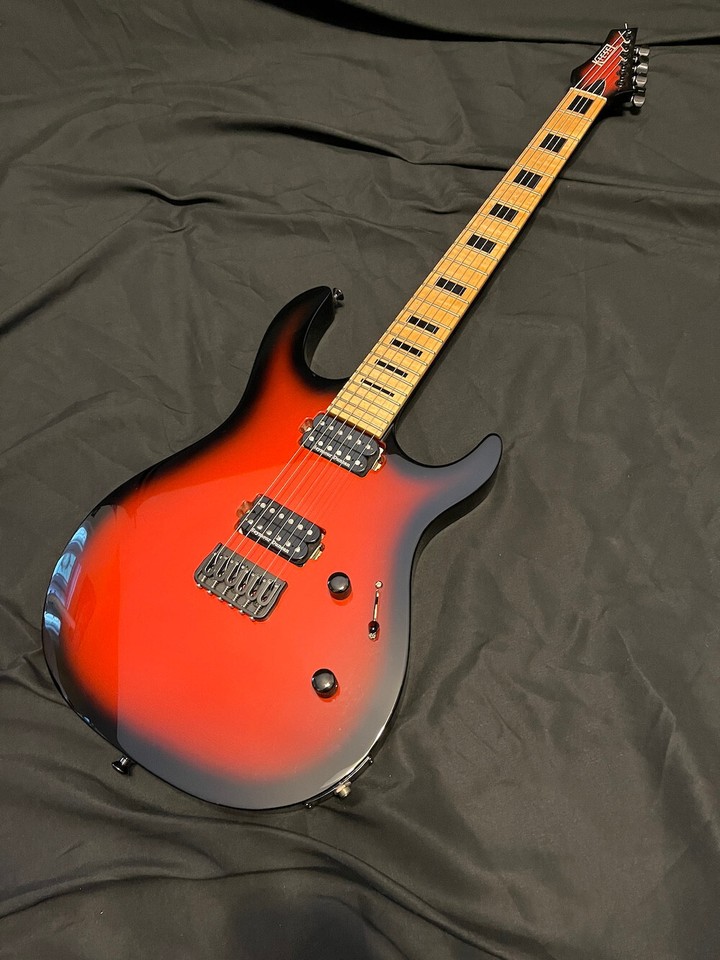 2017 Kiesel DC-600H Racing Orange Black Burst Guitar Reverse Headstock ...