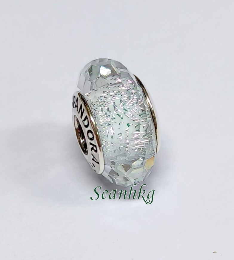 Pandora FROSTY MINT Shimmer Faceted Murano Glass Charm Silver925ALE NEW ...