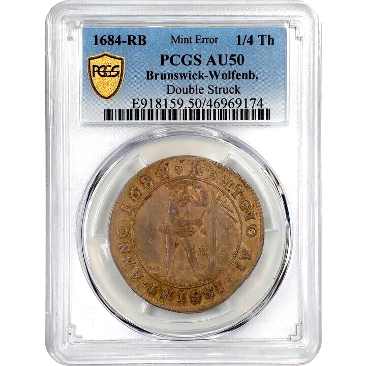 1684 German States Brunswick Wolfenbuttel Wildman 1/4 Taler, PCGS AU 50 ...