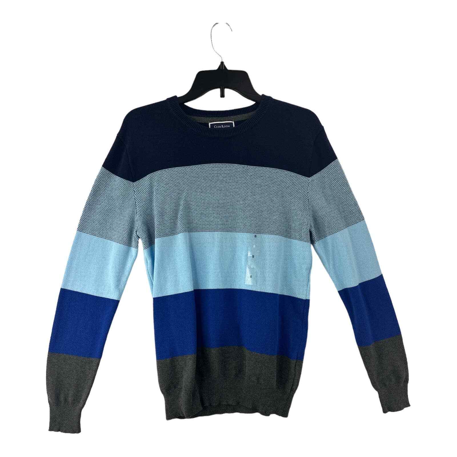 Club Room, Men's Striped Lightweight Sweater Blue and Gray, Small MSRP ...