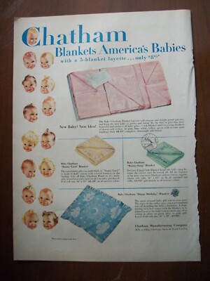 VTG 1954 Orig Magazine Ad Chatham Blankets America's Babies New Baby ...