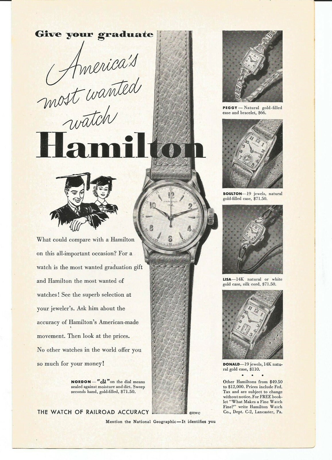 Vintage 1952 Hamilton Watch Original Magazine Print Advertisement | eBay