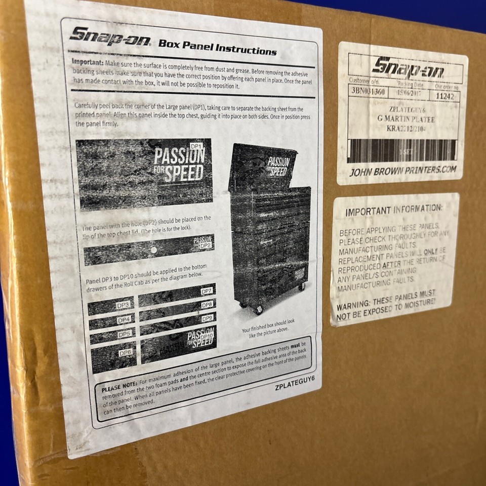 Decals Only ! Snap On Toolbox Roll Cab Chest 40" Stack Graphics Metal ...
