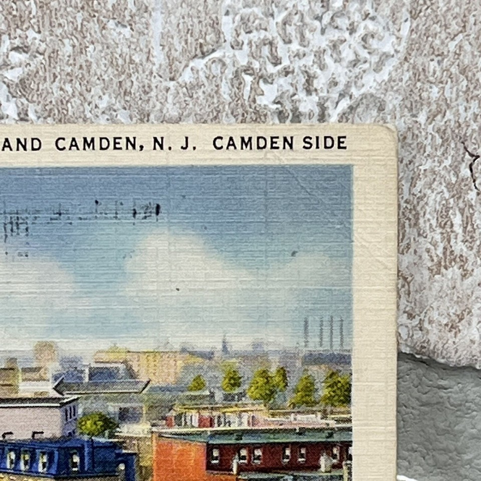 Camden, NJ New Jersey Delaware River Bridge Vintage Postcard Posted ...