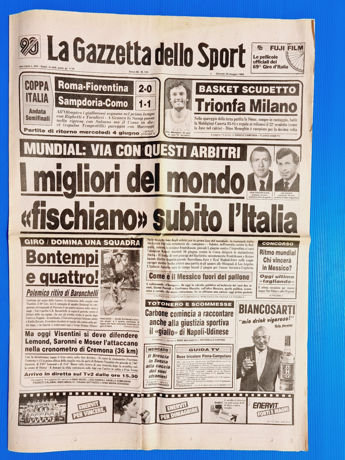 Gazzetta dello Sport 29 May 1986 Simac Milano Champion of Italy ...