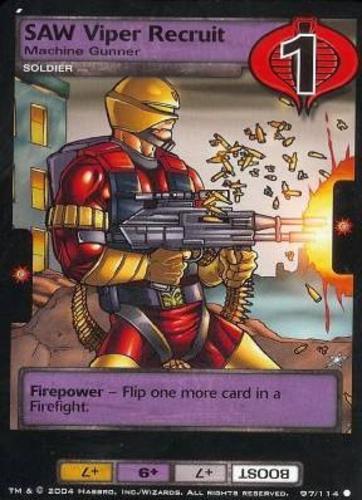 GI Joe TCG: SAW Viper Recruit, Machine Gunner [Played] from set GI Joe ...