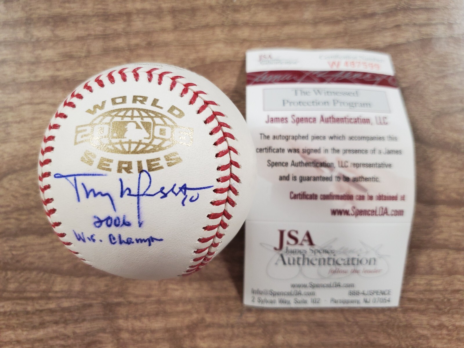 Tony LaRussa Signed 2006 World Series Baseball W/ Inscription JSA COA ...