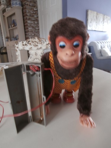 Vintage 1960's Battery Operated Remote Control Non-Working Happy Chimp ...