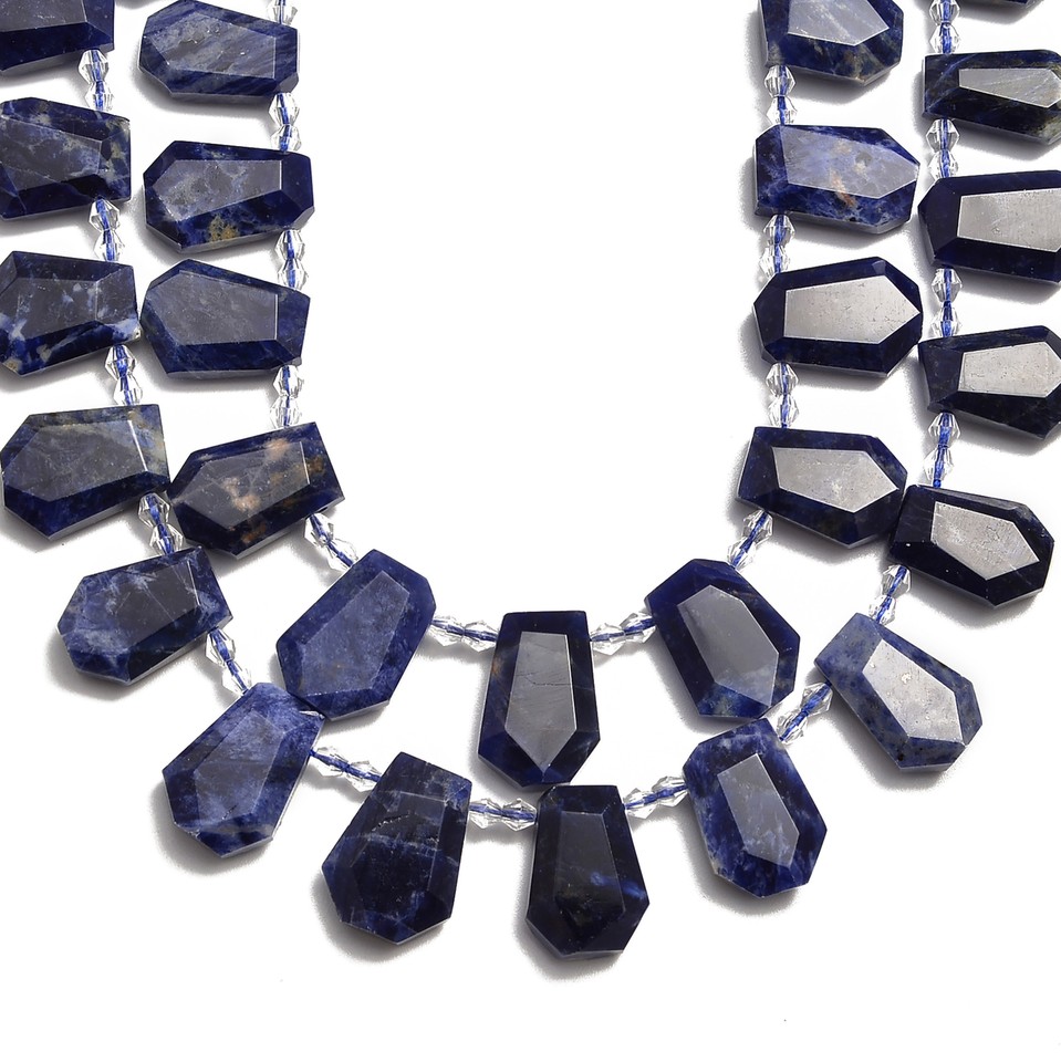 Sodalite Faceted Trapezoid Shape Beads Size Approx 15-20mm 15.5" Strand ...