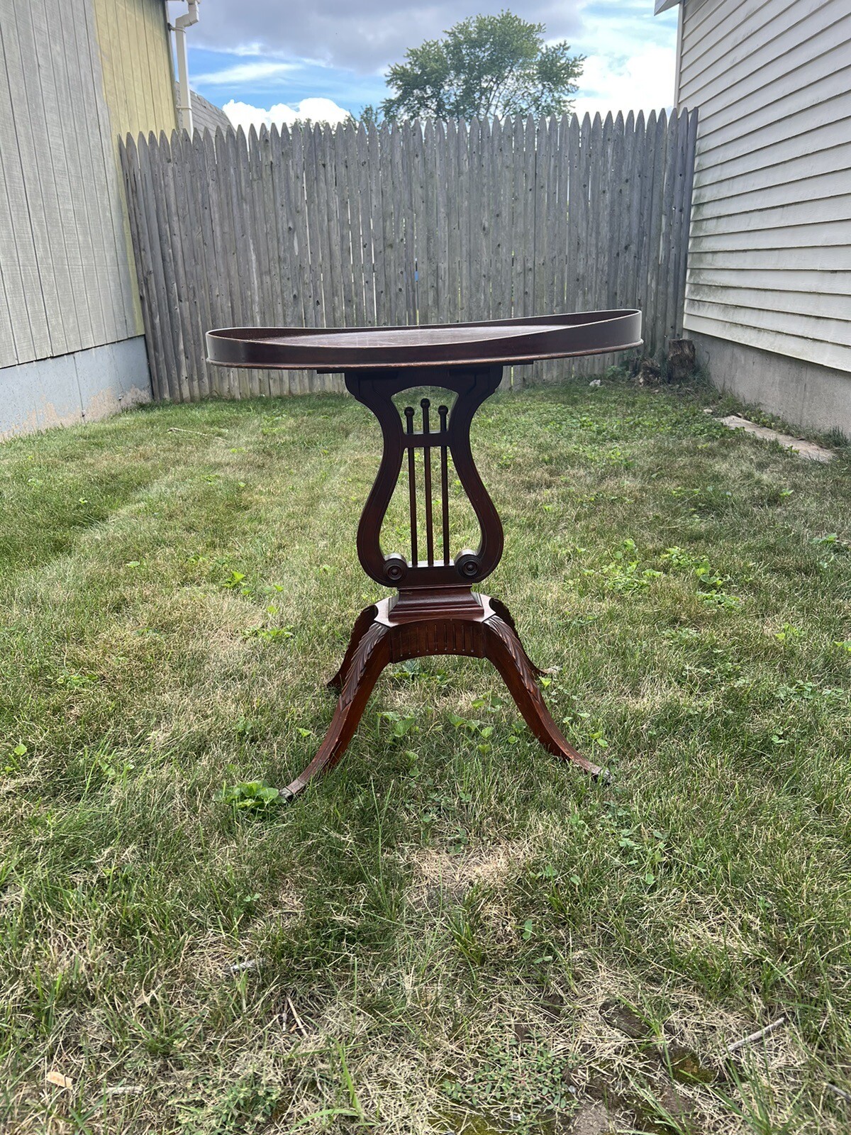 Vintage / Mid-Century MERSMAN Lyre Harp Base Oval Side Table | eBay