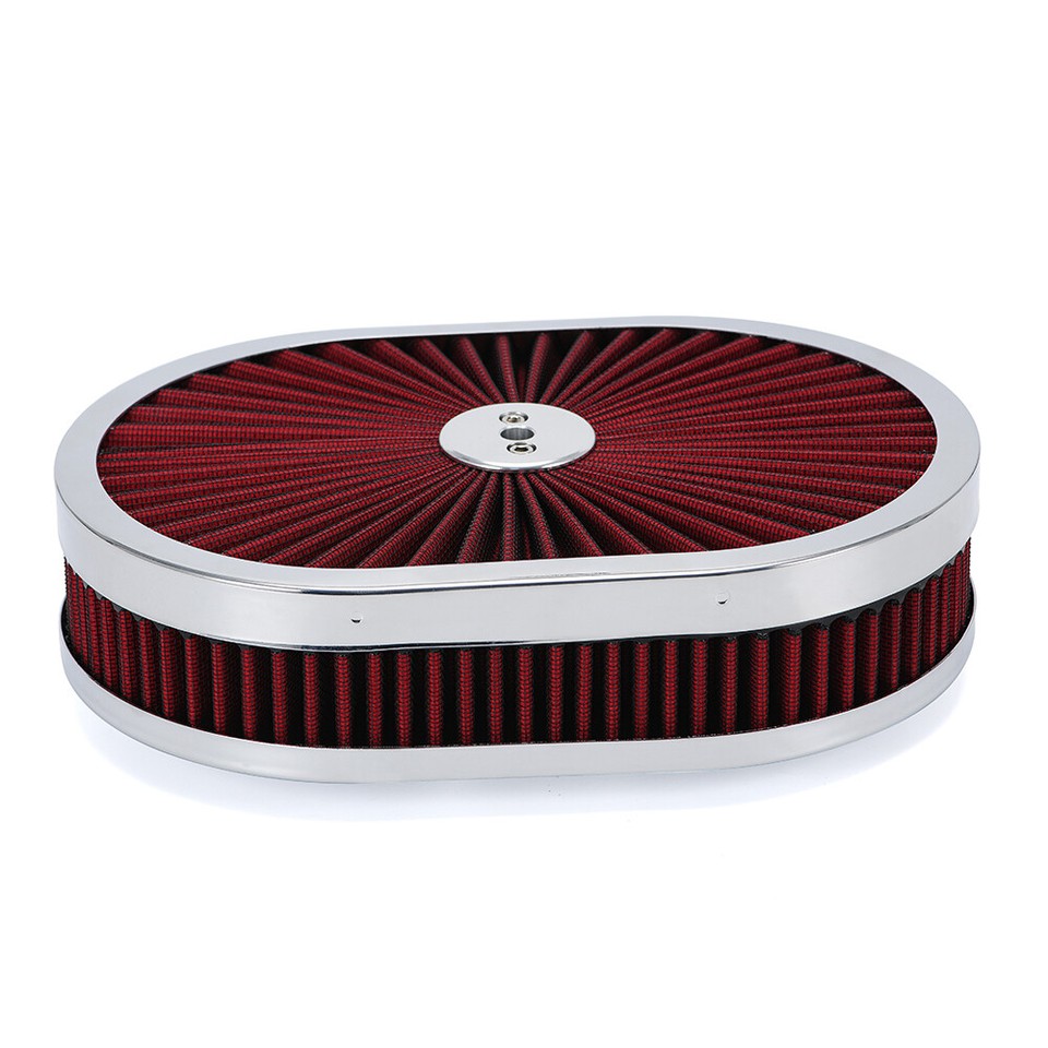 12" Oval Super Flow Thru Top Air Cleaner Filter Washable for 5-1/8 ...