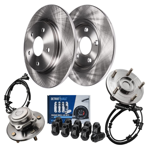 Detroit Axle 305mm Rear Disc Rotors Wheel Hubs w/ 10pc Wheel Lug Nuts ...