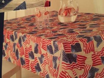 Celebrate Americana Tablecloth; Patriotic USA Flag Fabric, 60x102 ...