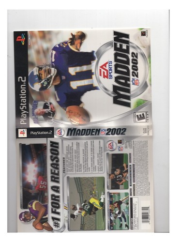Madden NFL 2002 PS2 ARTWORK ONLY Authentic Original | eBay