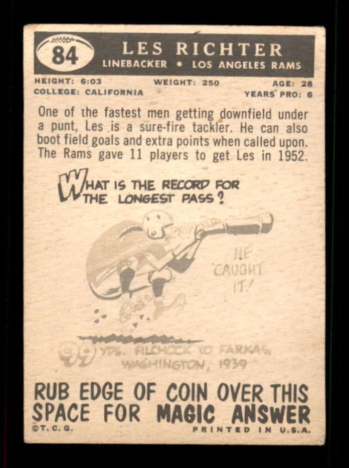1959 Topps #84 Les Richter G LA Rams 550224 | eBay