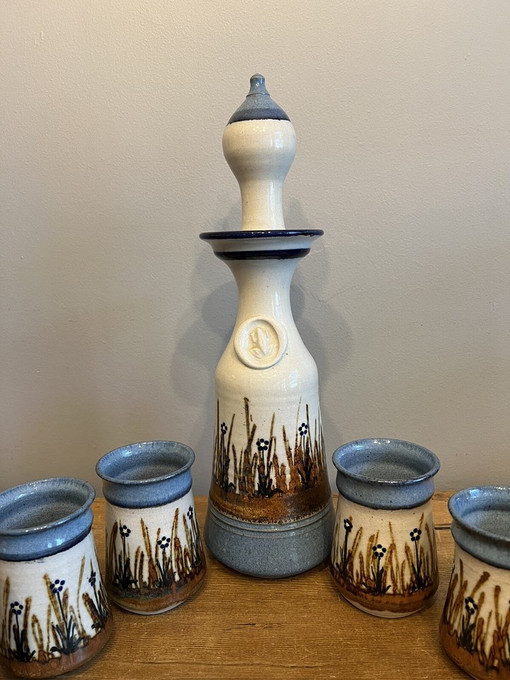 Wine Decanter Set With 6 Cups Frank Massarella California Ceramic Art ...
