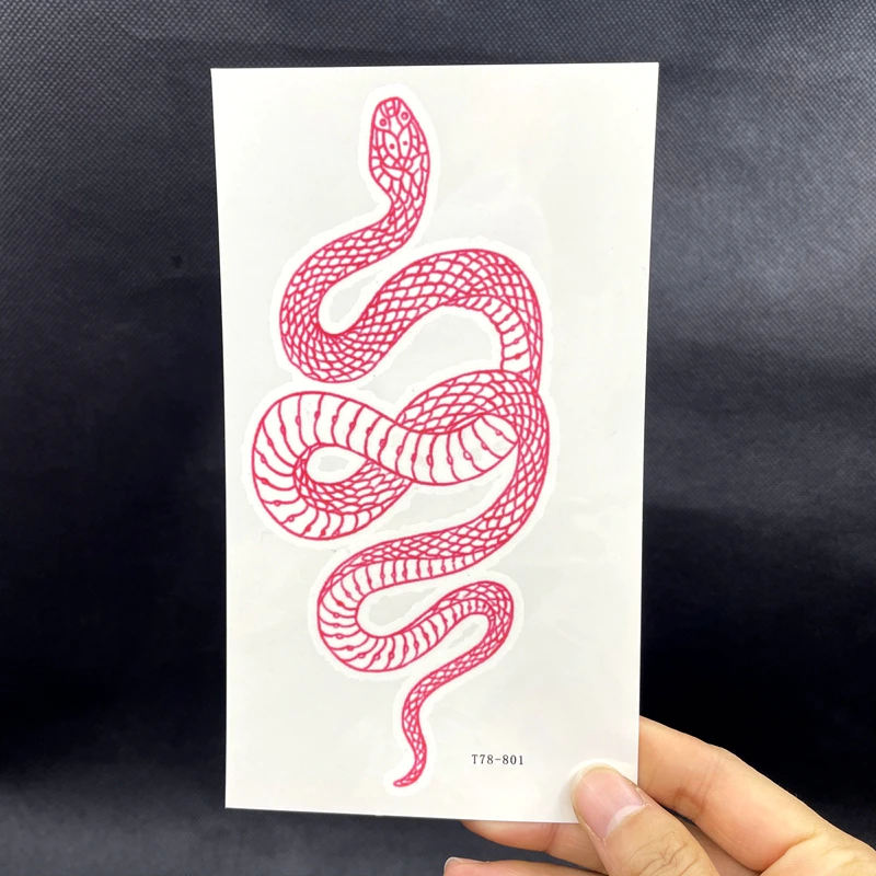 Big Size Red Snake Waterproof Temporary Tattoo Stickers For Women Men ...