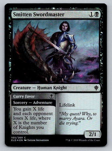 MTG Magic: The Gathering FOIL Throne of Eldraine Smitten Swordmaster ...