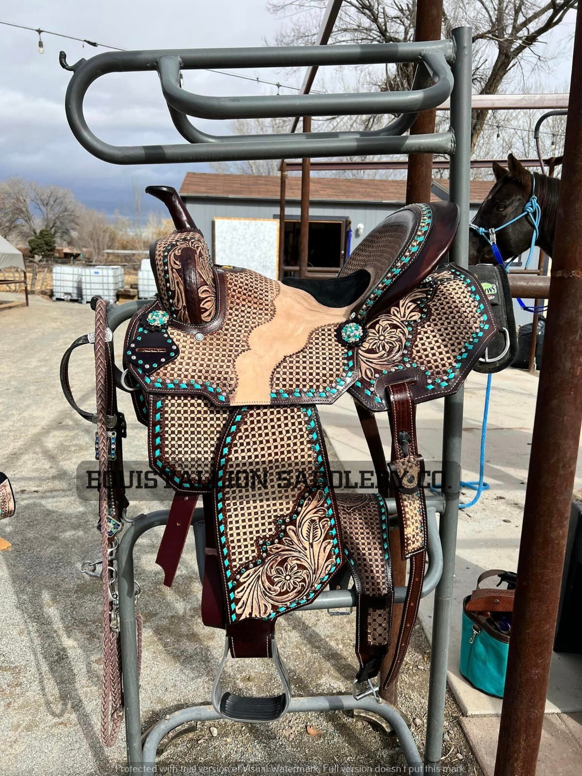 Barrel Racing Saddle Kit: Leather Tack Set+ Free Headstall ...