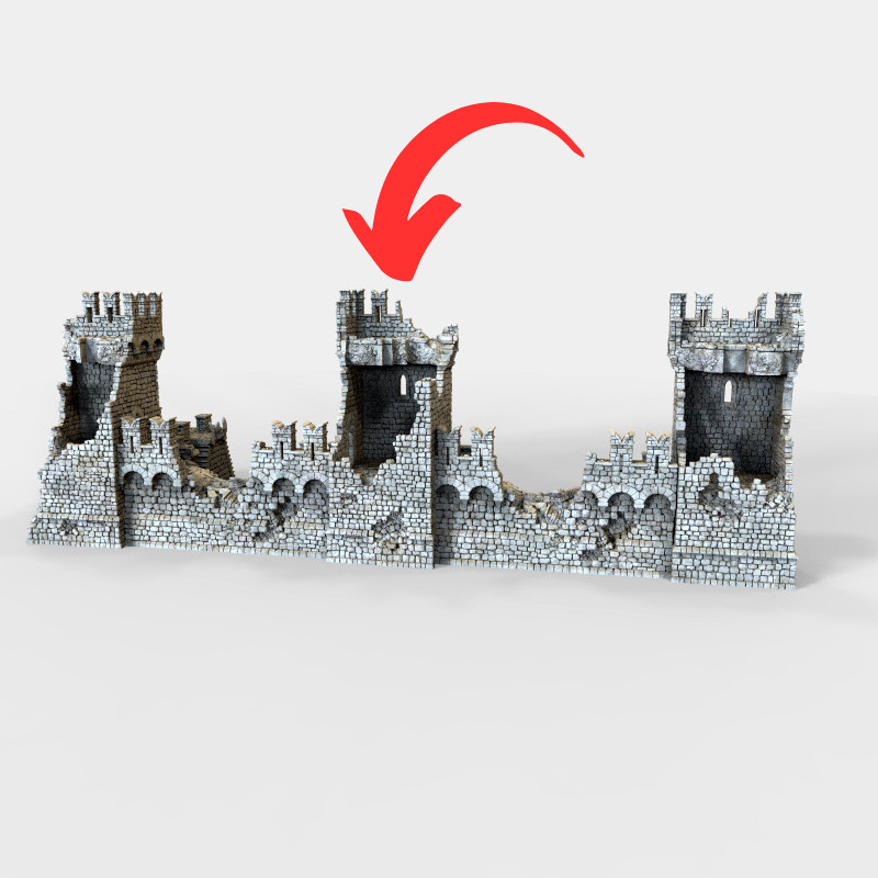 Ruined Castle Walls, Medieval Ramparts, Bastions, Fantasy 28mm Scenery ...