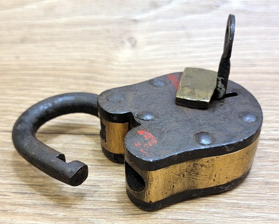 Vintage Original Antique Old Brass Collectible Retro Pad Lock in ...