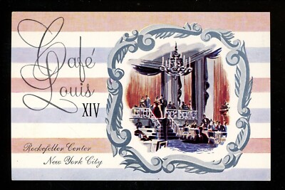 Restaurant postcard New York City NY Cafe Louis XIV Rockefeller Center ...