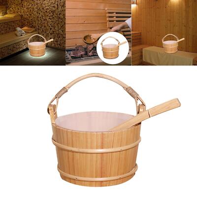 1 Gallon Solid Pinewood Wooden Sauna Bucket and Ladle & Liner Handmade ...