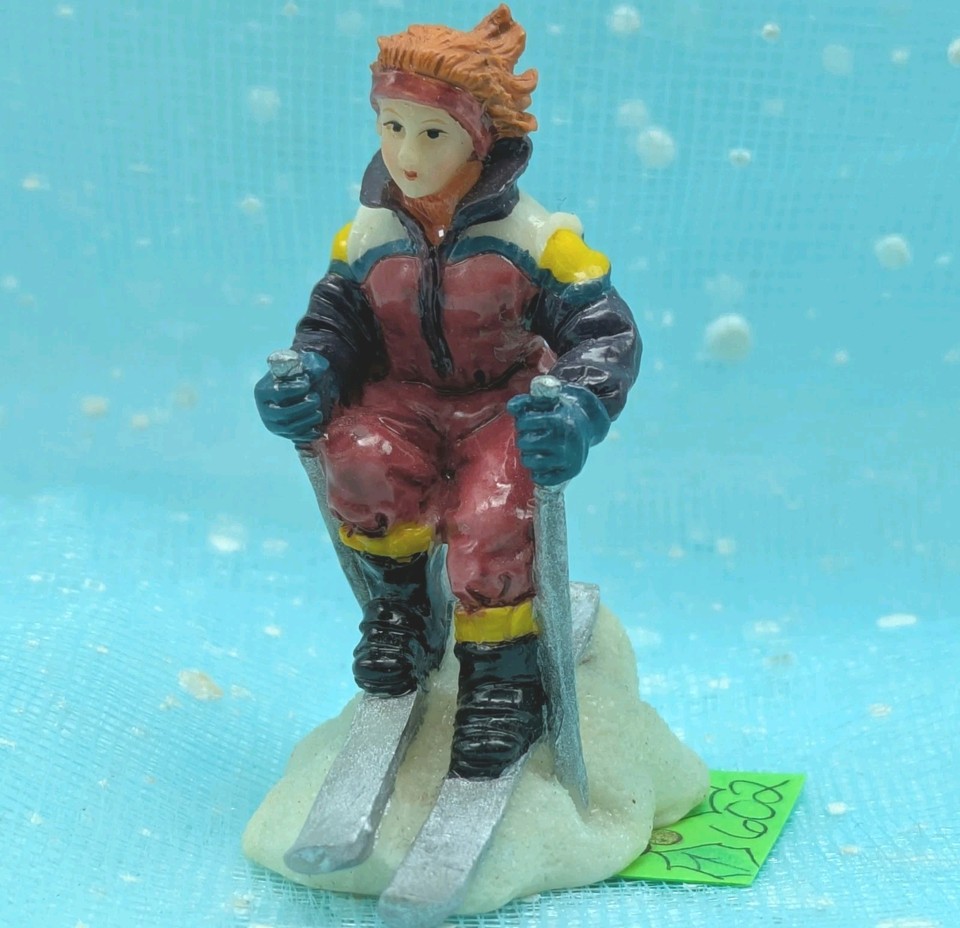 O'Well redheaded alpine skier skiing Christmas Village Figurine NO BOX ...