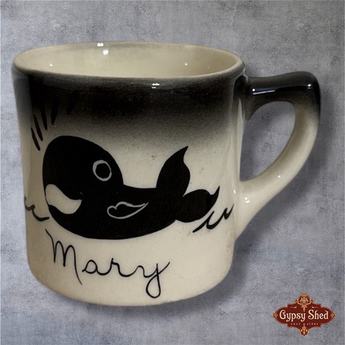 Rare VTG OLD SPOUTER POTTERY NANTUCKET WHALE COFFEE MUG CUP CERAMIC ...